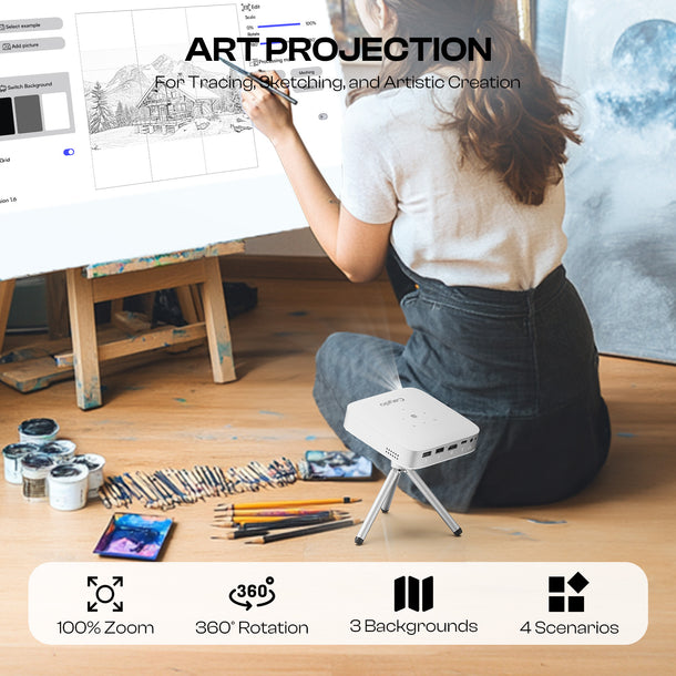 M1C Art Projector, Rechargeable DLP Drawing Projector with Exclusive ...